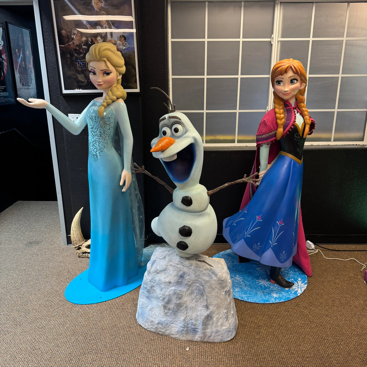 Frozen I Anna, Elsa, and Olaf Set of 3 Life Size Pre-Owned Statues| LM ...