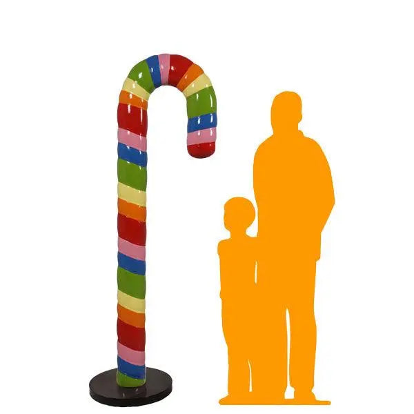 Large Rainbow Cushion Candy Cane Statue | LM Treasures