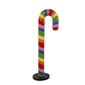 Large Rainbow Cushion Candy Cane Statue | LM Treasures