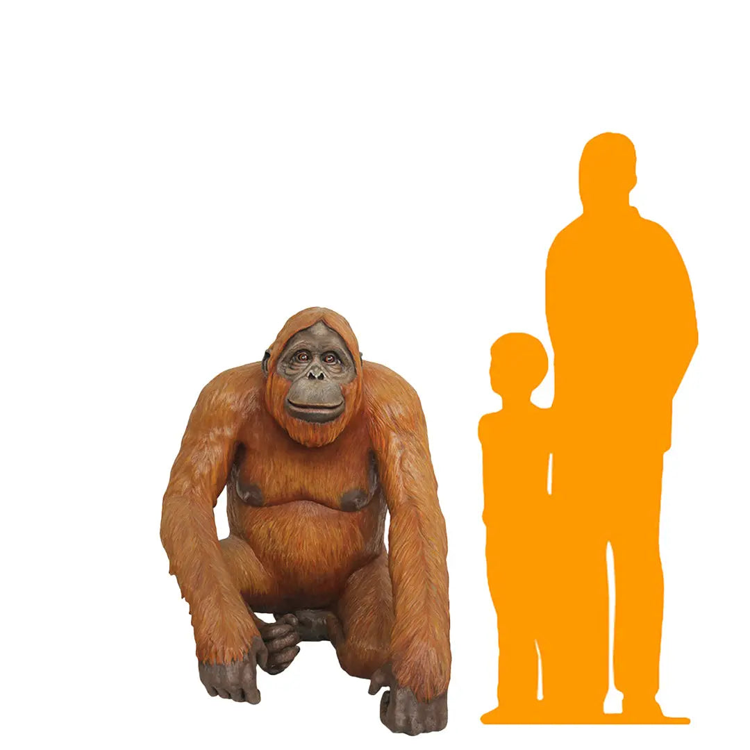 Male Orangutan Sitting Life Size Monkey Animal Statue| LM Treasures