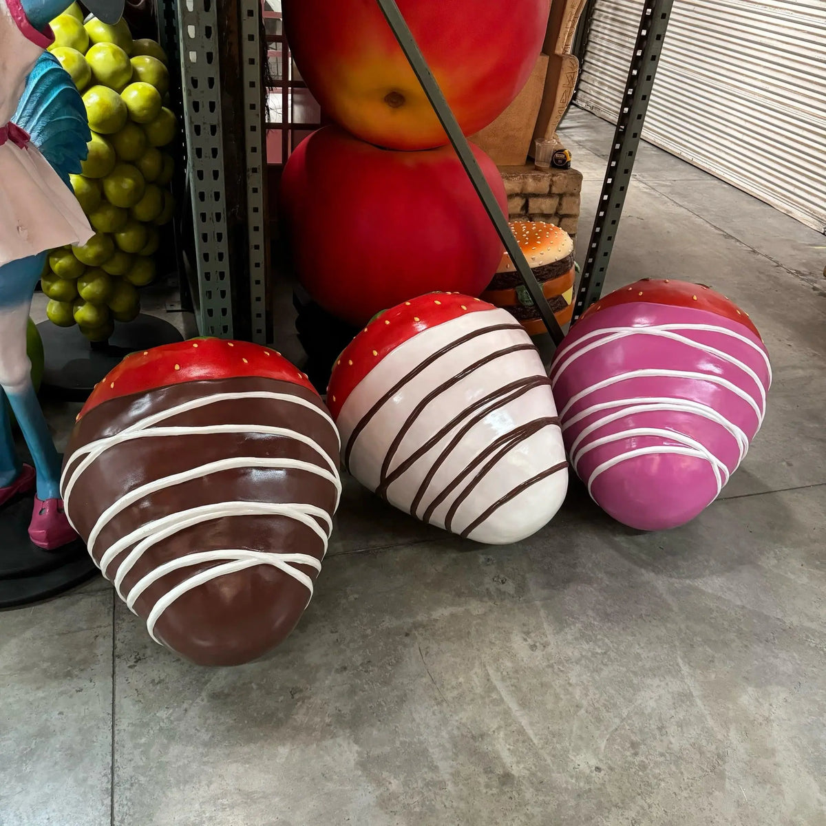 Set of 3 Chocolate Covered Strawberry Statues| LM Treasures
