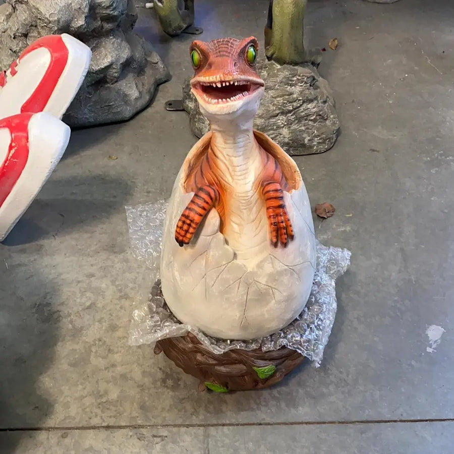 Raptor Dinosaur Hatching Life Size Statue | LM Treasures