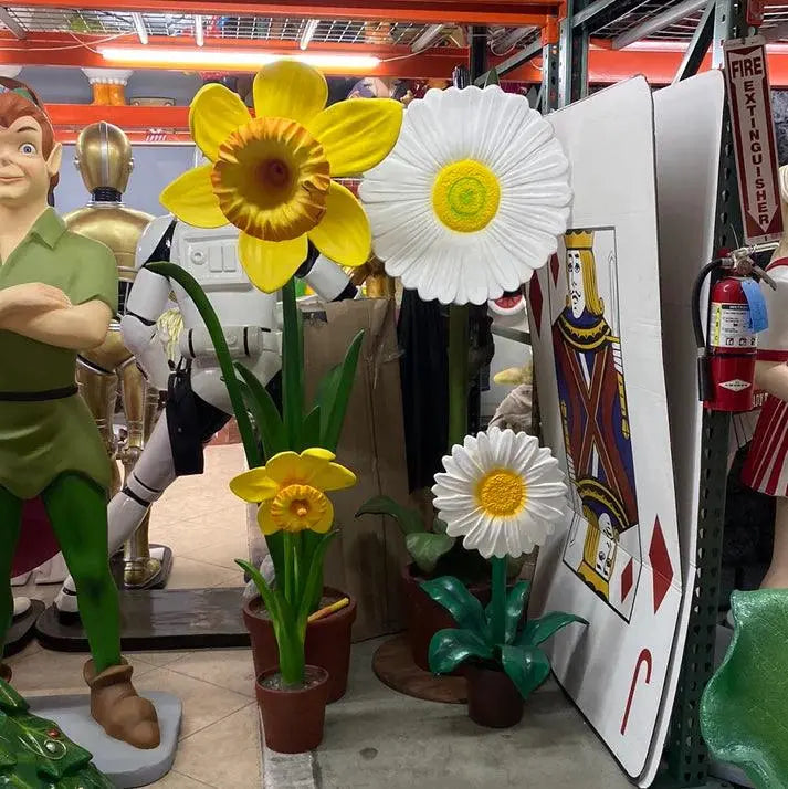 Large Daisy In Pot Over Sized Flower Statue| LM Treasures