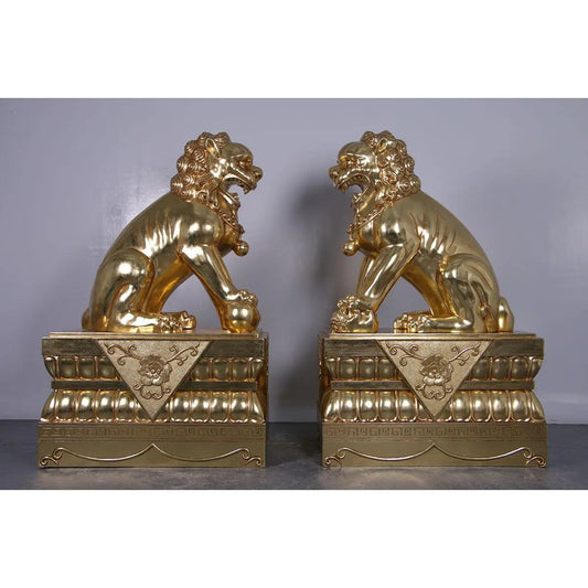 Chinese Lion Foo Dog Plinth Base Statue | LM Treasures – LM Treasures