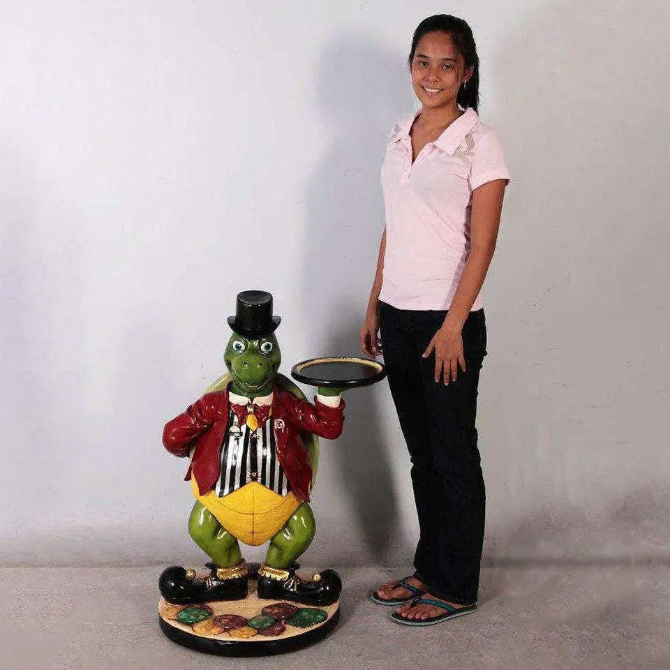 Turtle Butler Life Size Waiter Reptile Animal Statue| LM Treasures