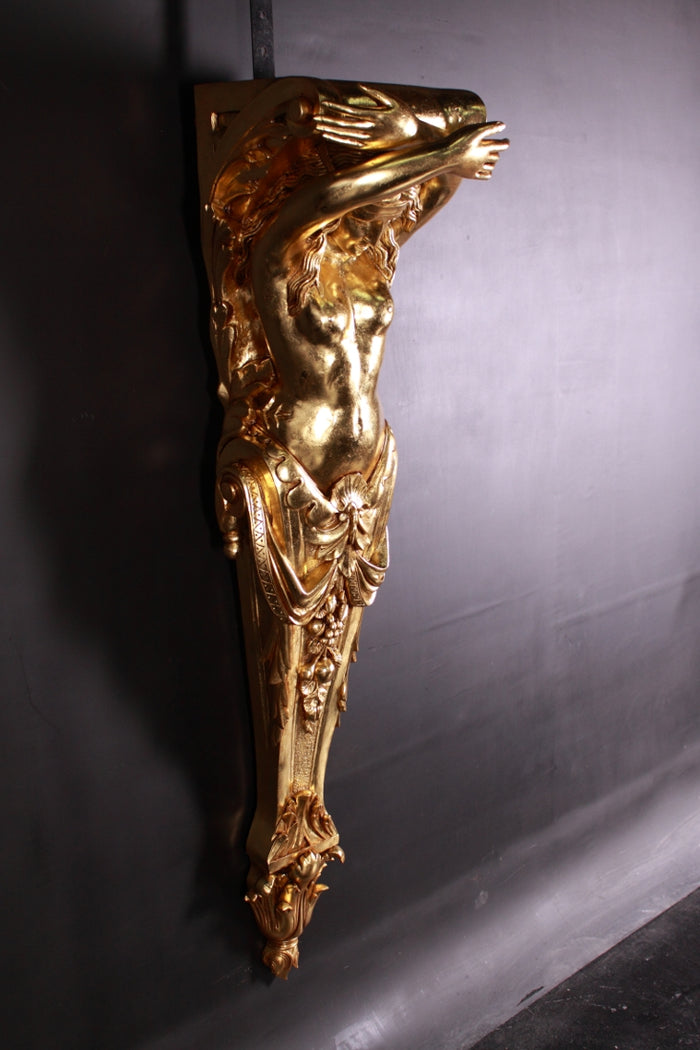 Gold Stone Lady Column Life Size Statue | LM Treasures