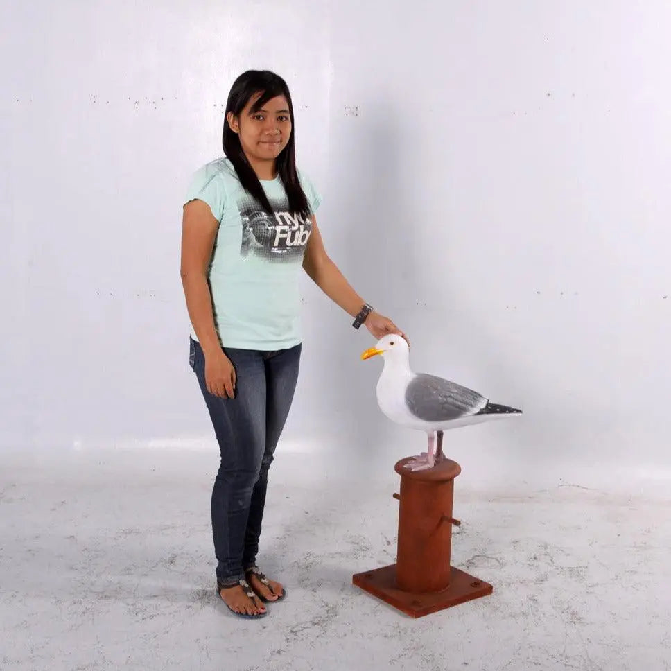 Seagull On Post Life Size Bird Animal Nautical Statue| LM Treasures