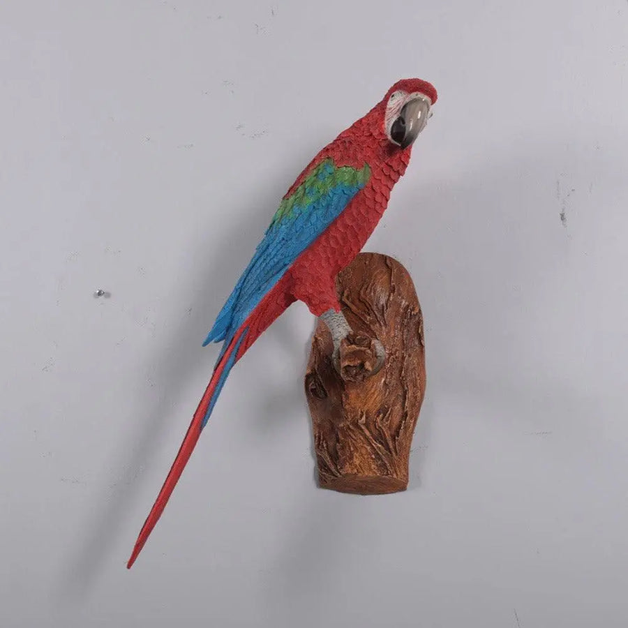 Red Macaw Parrot Wall Decor Life Size Statue| LM Treasures