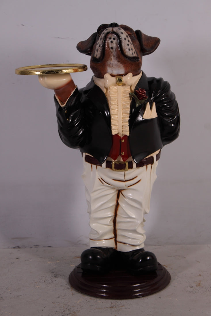 Large Bulldog Boxer Butler Statue | LM Treasures