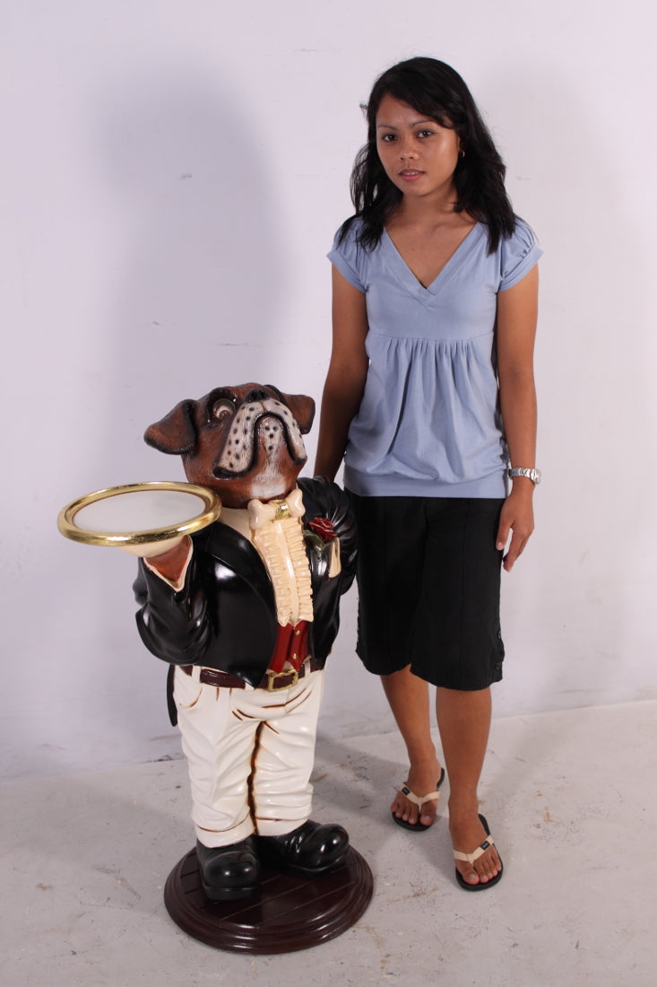 Large Bulldog Boxer Butler Statue | LM Treasures