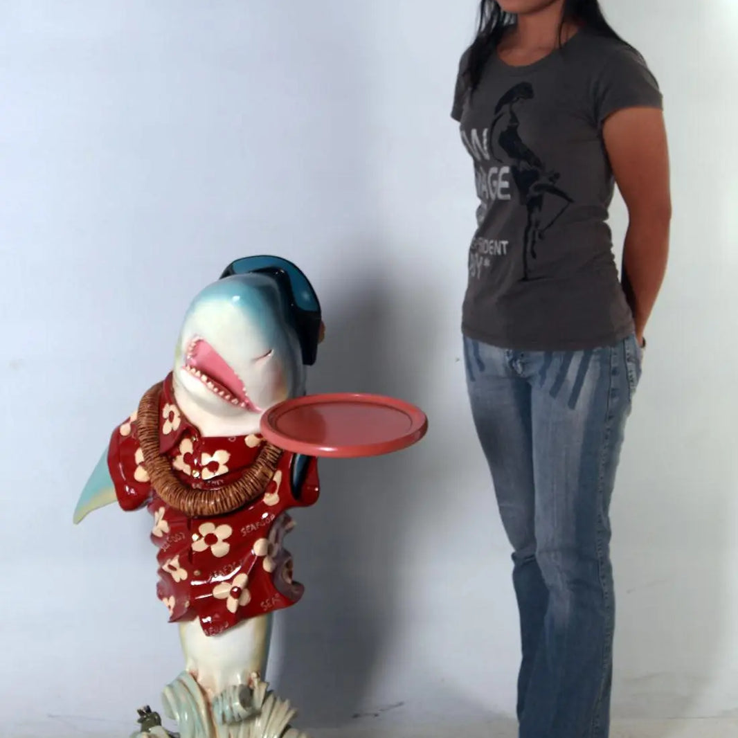 Small Shark Butler with Tray Life Size Predator Statue – LM Treasures
