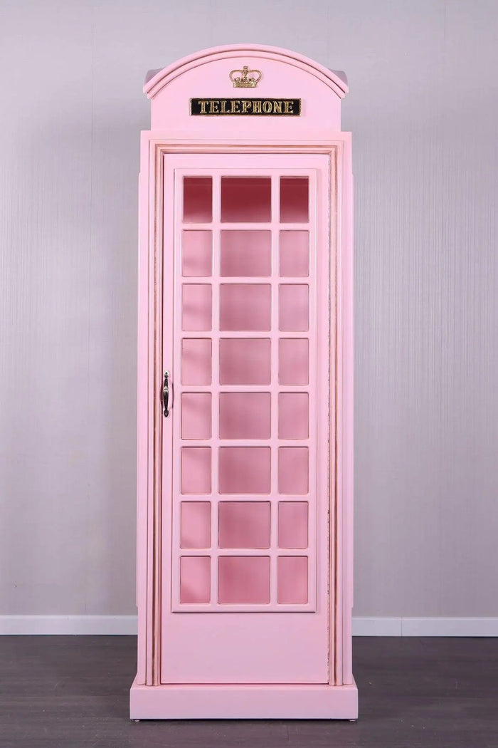 Light Pink British Phone Booth Life Size Statue | LM Treasures