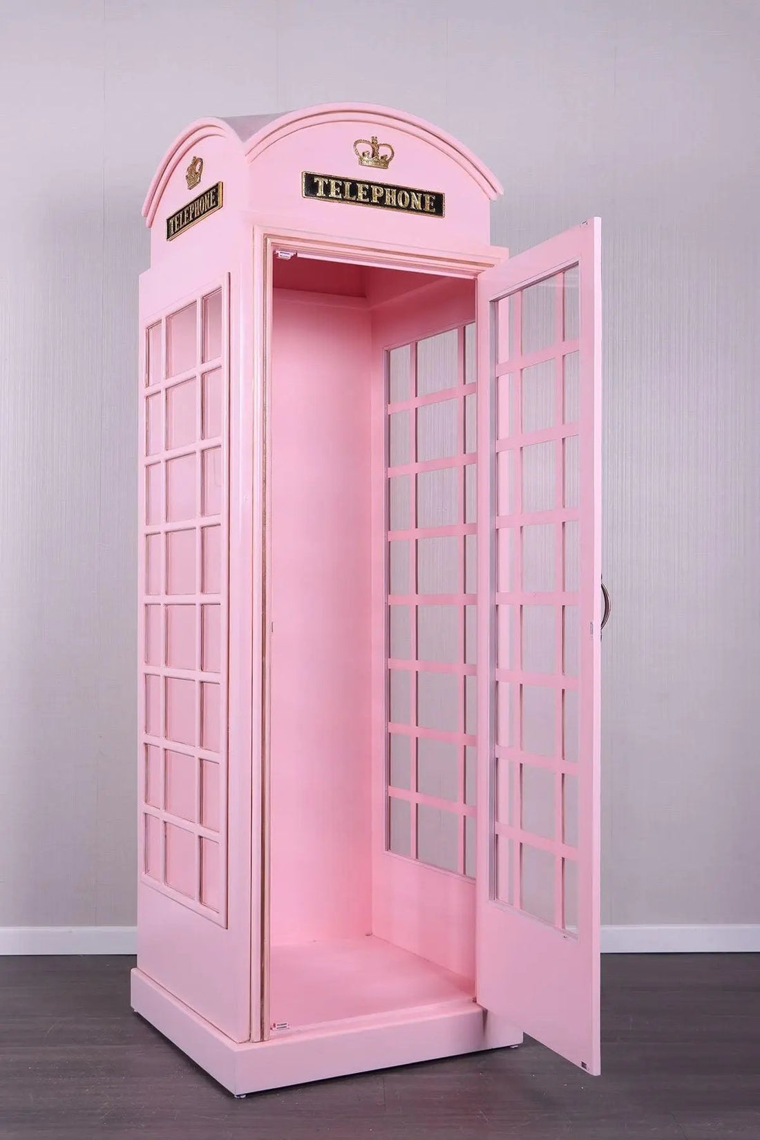Light Pink British Phone Booth Life Size Statue | LM Treasures