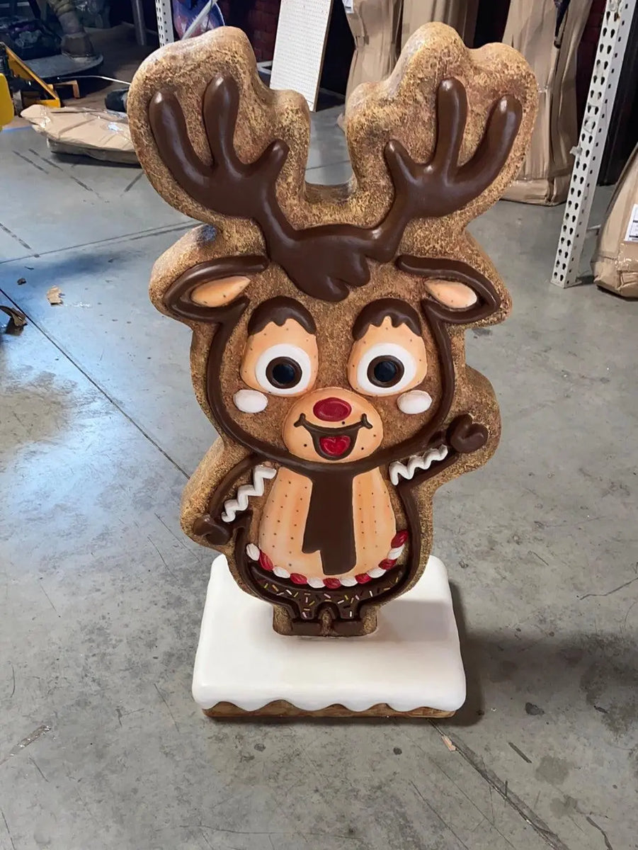 Reindeer Gingerbread Cookie Over Sized Statue | LM Treasures