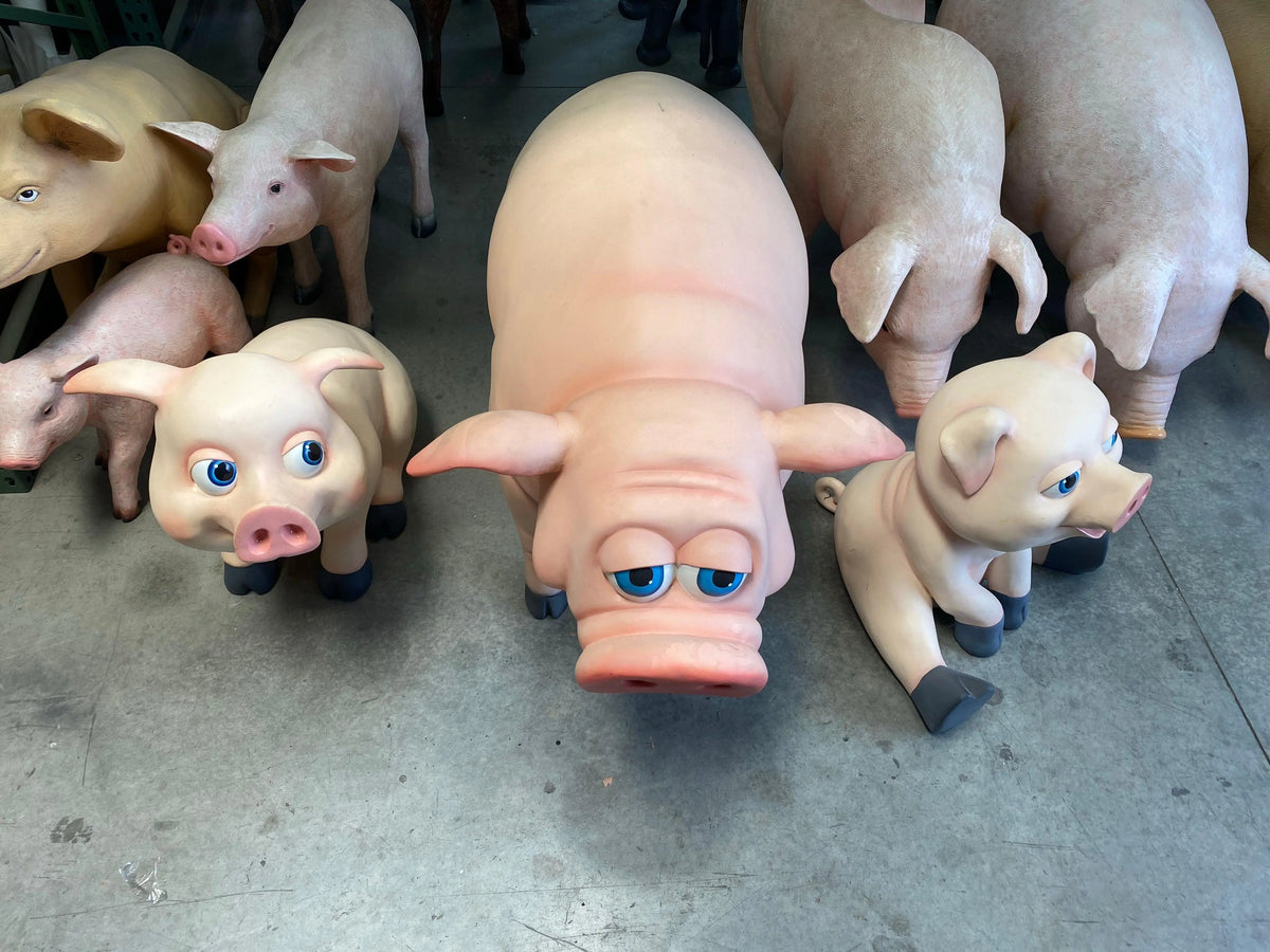 Comic Pig Standing Life Size Farm Animal Statue Decor| LM Treasures