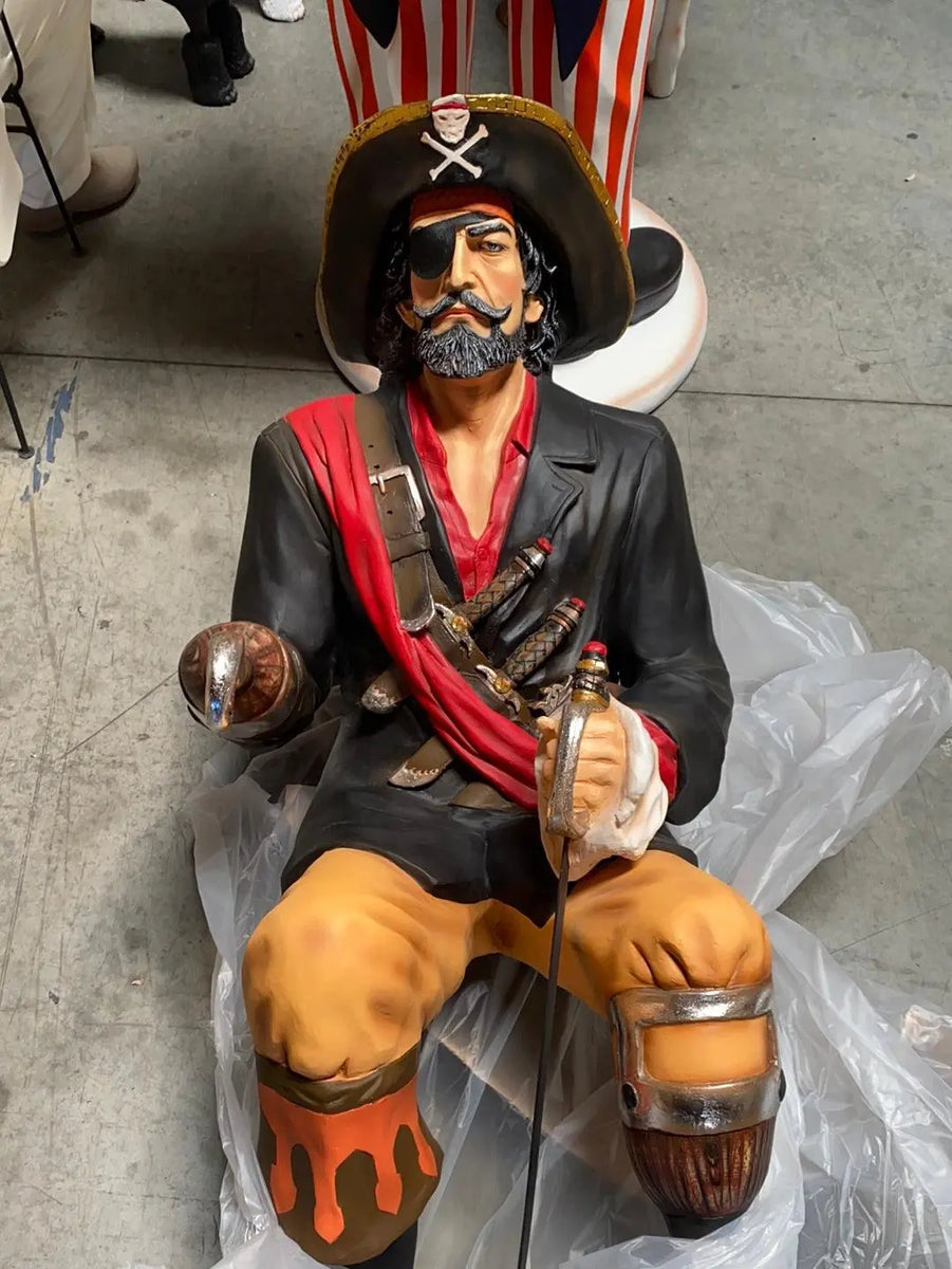 Sitting Captain Hook Life Size Statue | LM Treasures