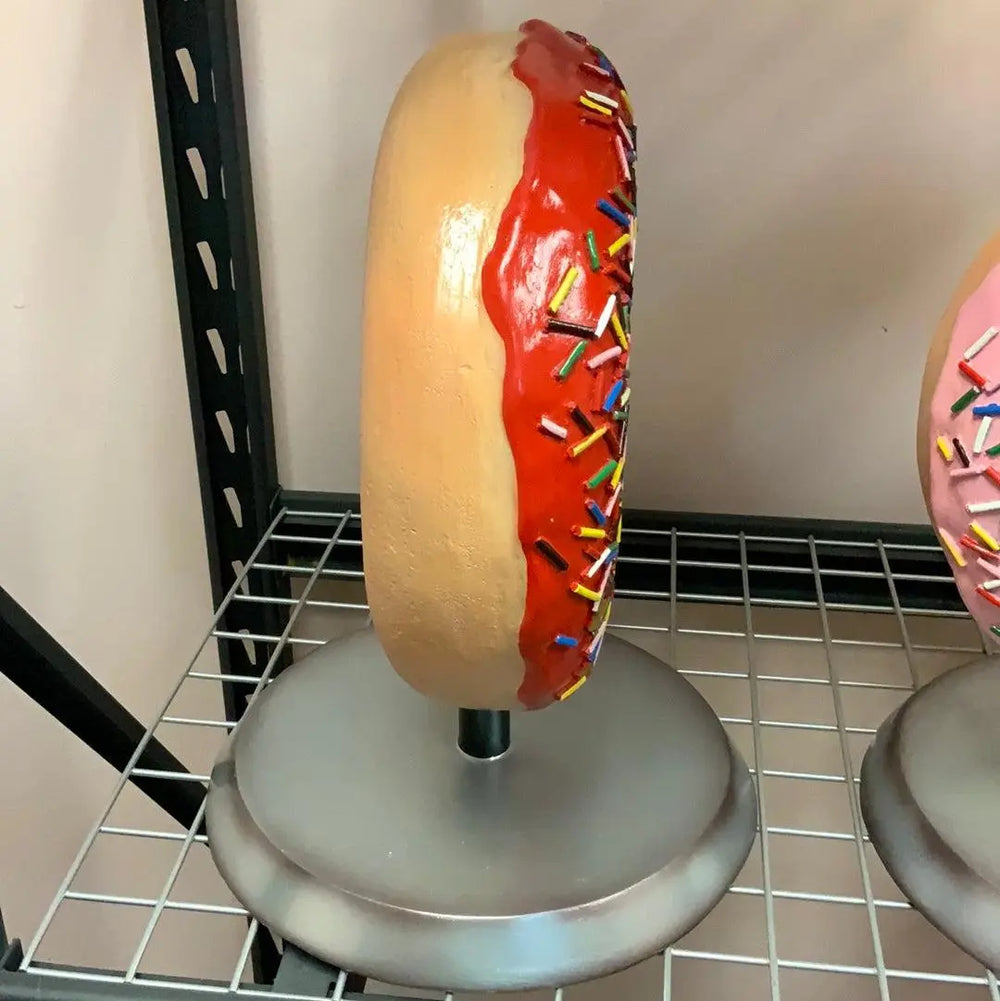 Red Donut Over Sized Statue | LM Treasures
