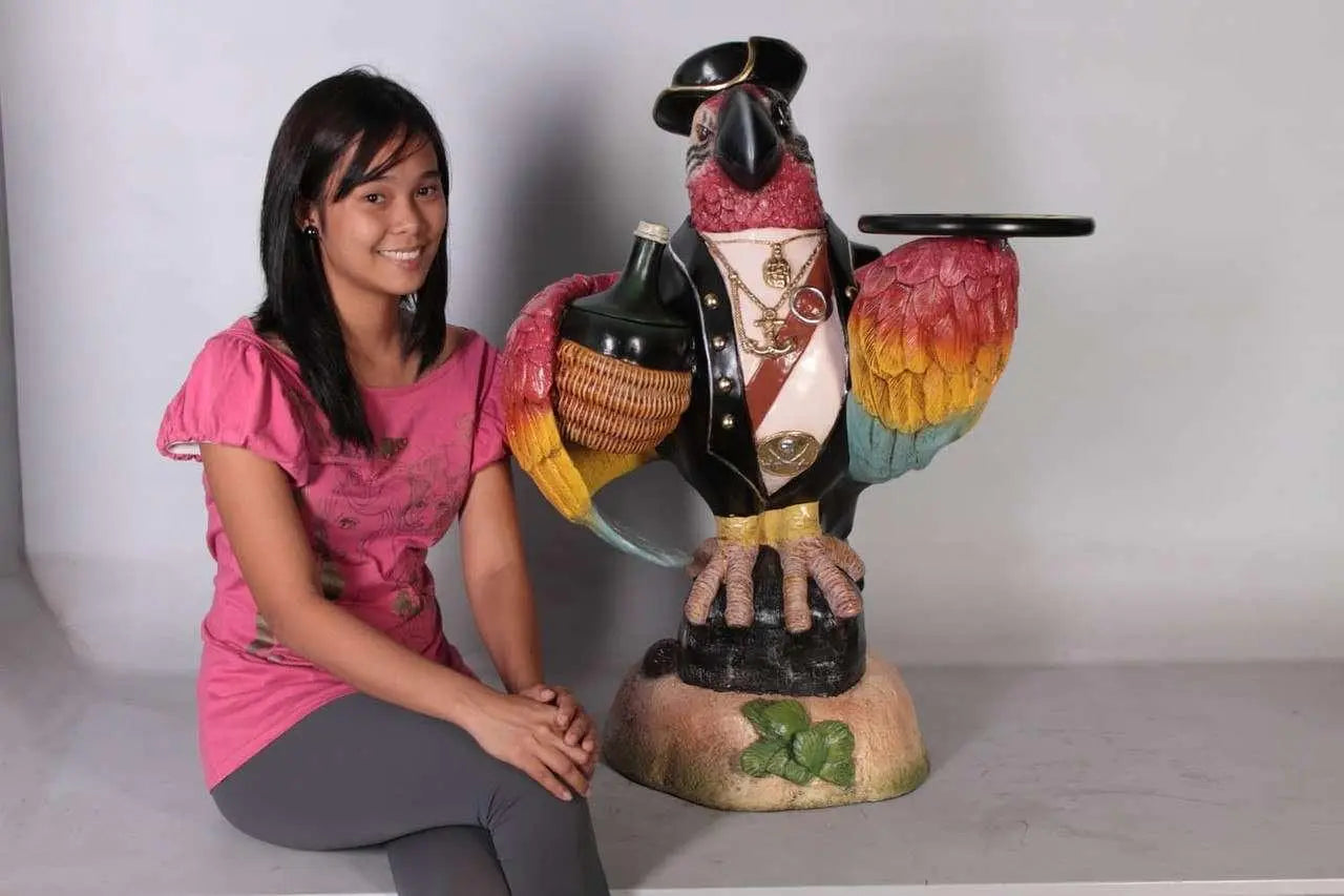 Pirate Parrot Butler Statue Life Size Animal Bird Waiter – LM Treasures